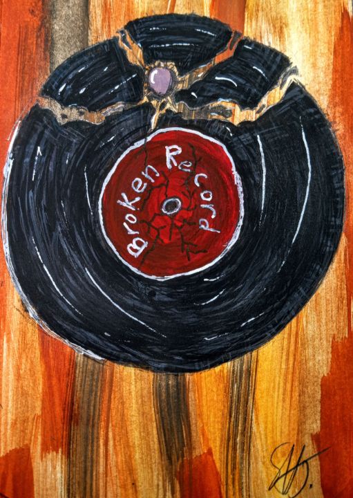 Broken Record - Samiamspooky - Paintings & Prints, Humor & Satire ...