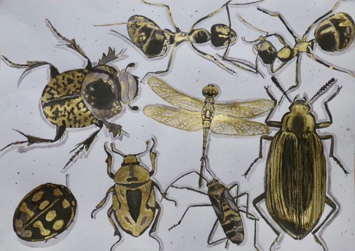 Golden Bugs - Natalia Fleming - Paintings & Prints, Animals, Birds ...