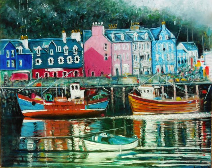 Scottish Harbor: Tobermory - nalan's paintings - Paintings & Prints, Landscapes & Nature ...