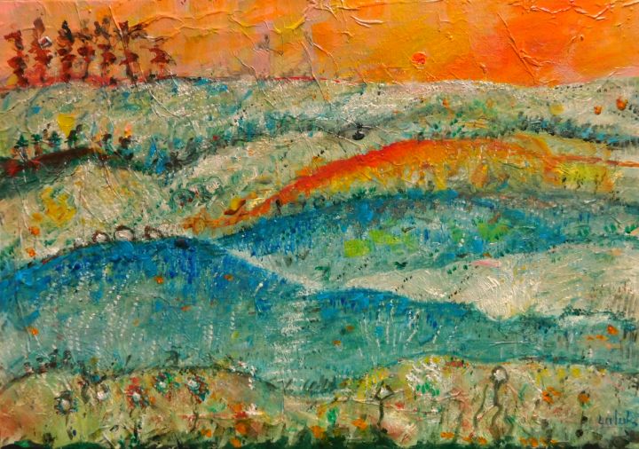 Terraces - nalan's paintings - Paintings & Prints, Landscapes & Nature, Panoramas - ArtPal