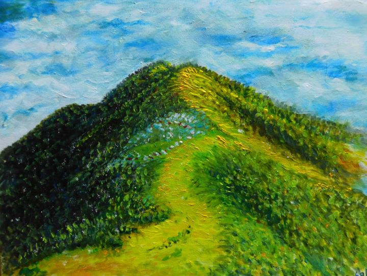 Green Mountain Path - nalan's paintings - Paintings & Prints, Landscapes & Nature, Mountains ...