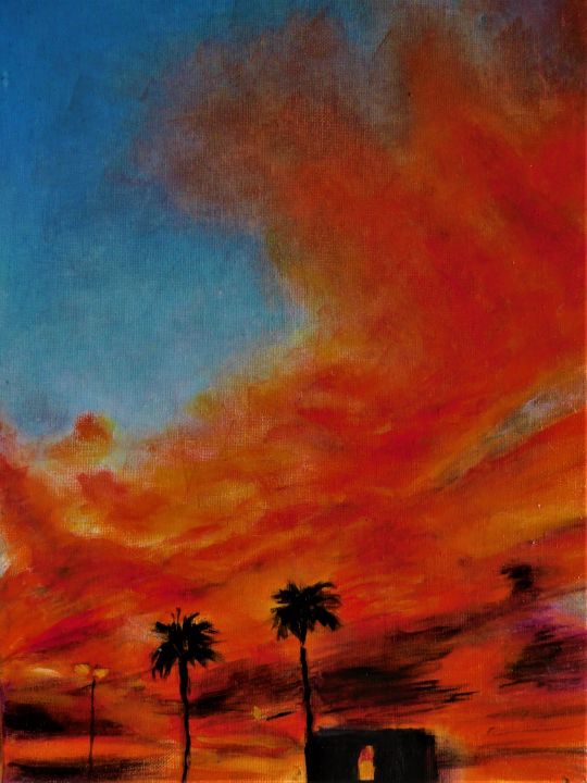 Sundown - nalan's paintings - Paintings & Prints, Landscapes & Nature, Skyscapes, Sunrise ...